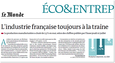 La baisse de la production industrielle en France est de mauvais augure ...